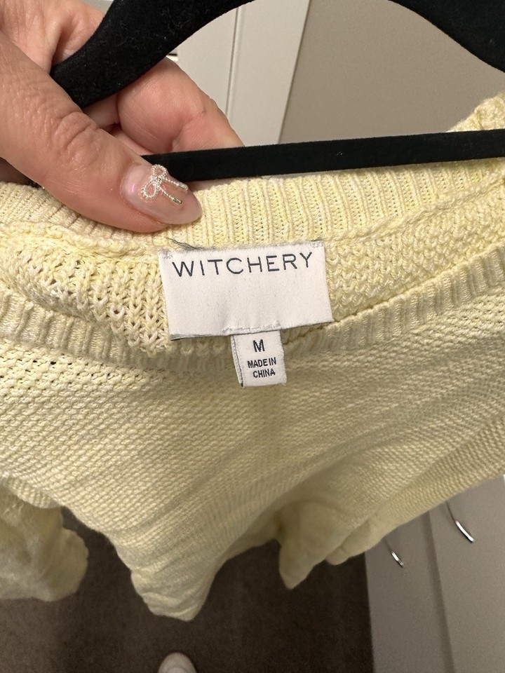Witchery Yellow Wool Cotton Cashmere Knit Top Jumper size M Excellent ...