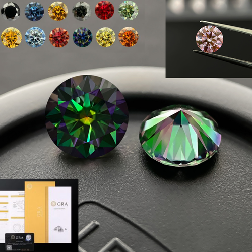 Loose Moissanite Real Gem Stone GRA Certificate 3-8mm 0.1-2 ct VVS1 D ...