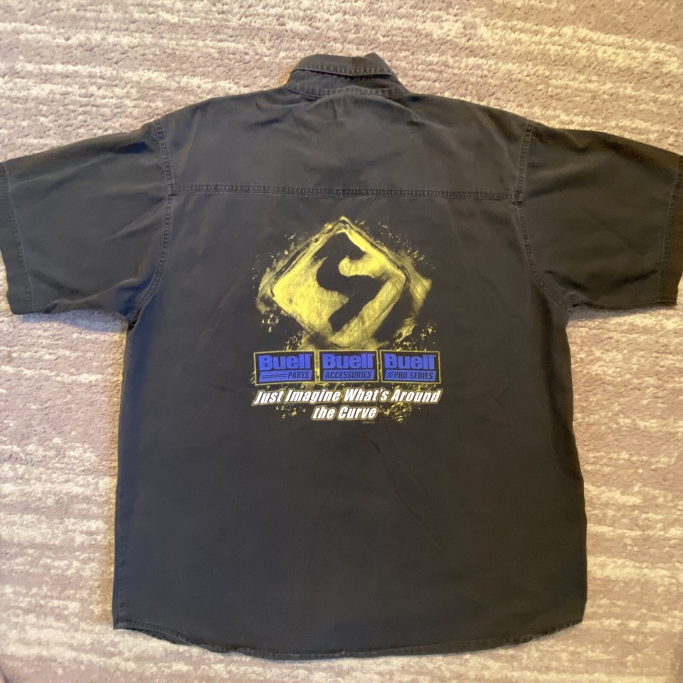 Vtg Buell Motorcycle Work Shirt Parts Accessories Pro-Series Button ...