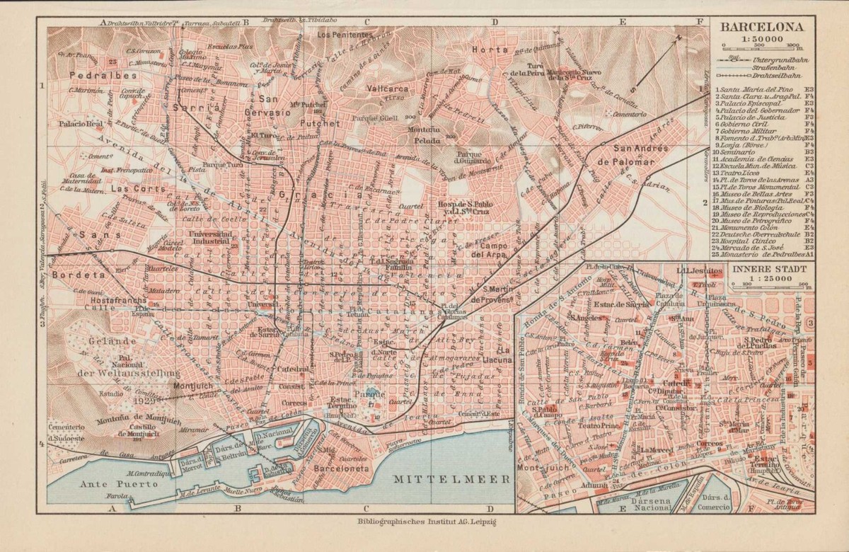 Antique Map Of Barcelona