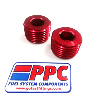 Pipe Plugs 1/2" NPT Aluminum w/recessed allan head 2pcs Red anodized ...