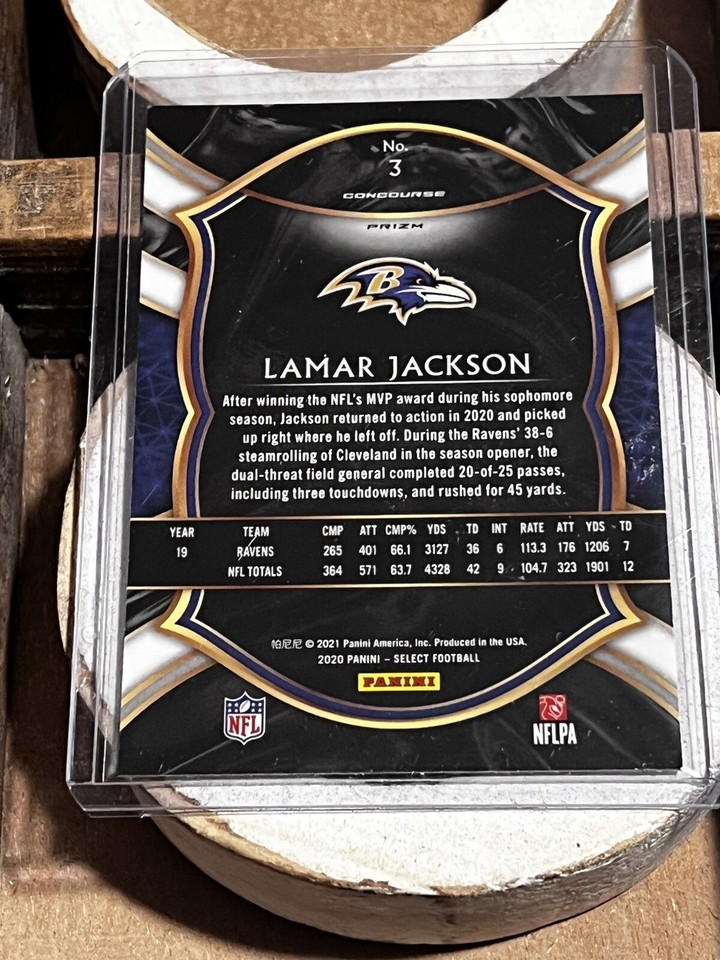 2020 Panini Select Lamar Jackson Concourse Silver Prizm #3 Baltimore ...