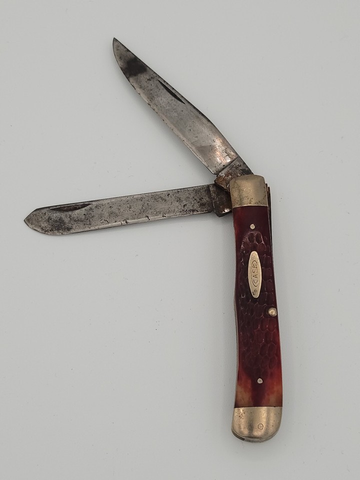 VINTAGE CASE Knife XX USA 1964-1969 Jigged Bone Circle TRAPPER KNIFE ...