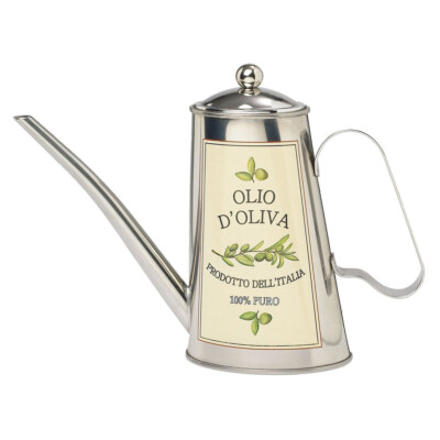 Cuisena Stainless Steel 500ml Silver Oil Can w/ Lid Pourer Dispenser ...