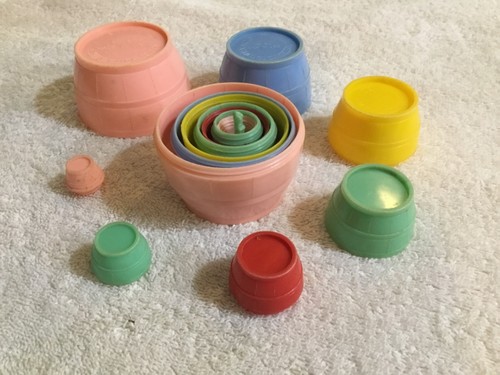 KITTIE IN THE KEGS ( 7 ) VINTAGE NESTING BARRELS A CHILD GUIDANCE TOY ...