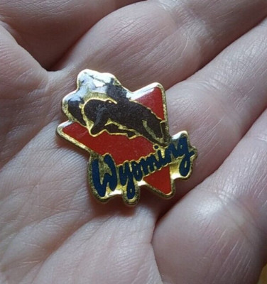 Vintage Wyoming Horse Bronc Rider Rodeo Themed Pinback Lapel PIN Badge ...