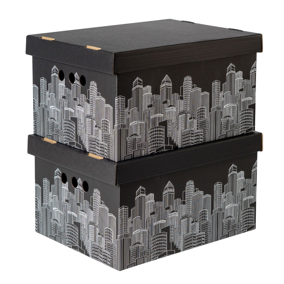 STYLISH 2pc Decorative Storage BOXES with Lid ARCHIVE A4 Box Cardboard ...