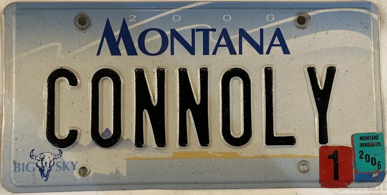 Vanity CONNOLLY CONNELLY license plate Connally MT | eBay