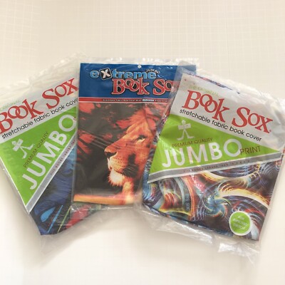 3 Book Sox Stretchable Fabric Book Covers Jumbo School New Lot B | eBay