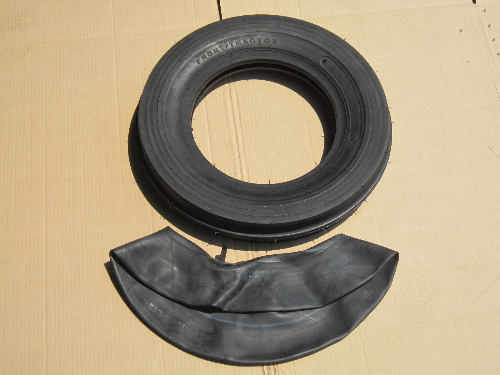 4.00-12 TRI TREAD FRONT TIRE + INNERTUBE MAHINDRA OLIVER WHITE 4.00X12 ...