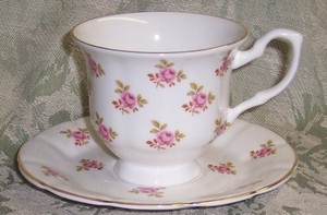 Springfield Fine English Bone China Tea Cup & Saucer Set DOT ROSE | eBay