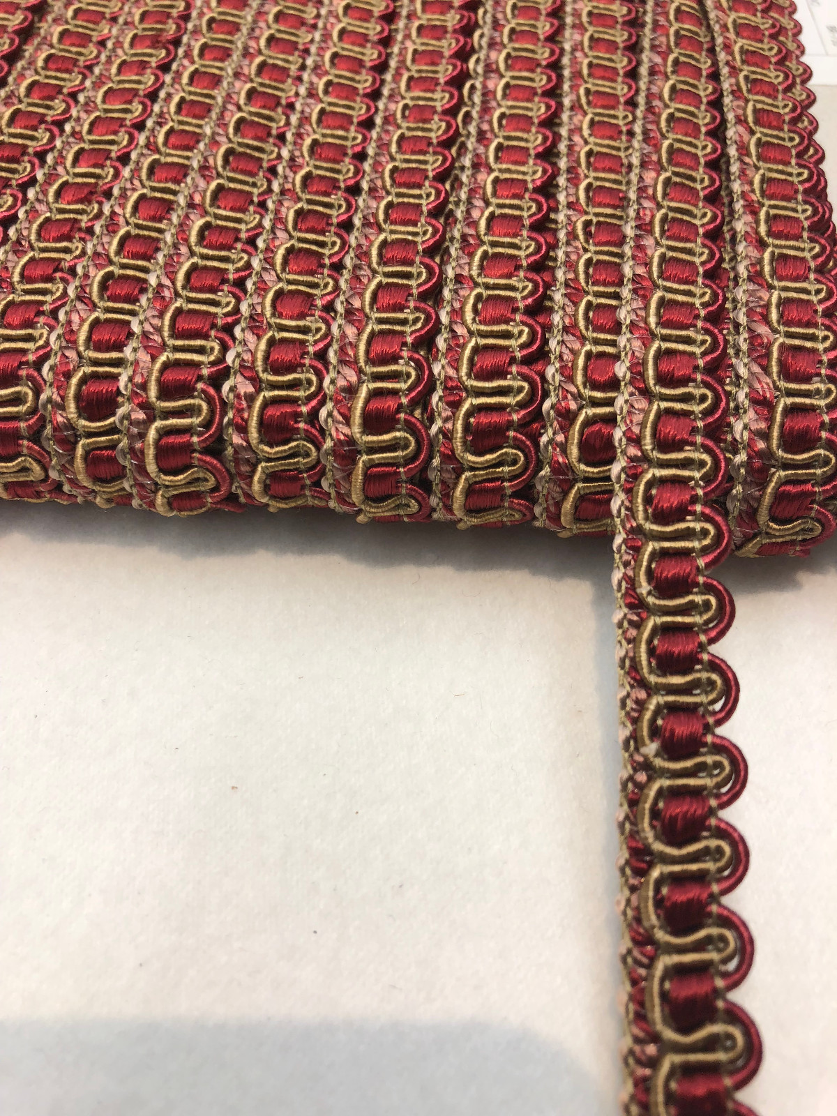 Red with Taupe Decorative Scroll Style Braid Gimp Trim | eBay