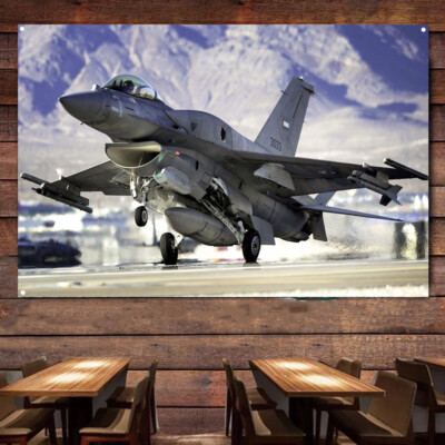 F-16 Attack Fighter Wall Art Poster Aviation Military Art Banner ...