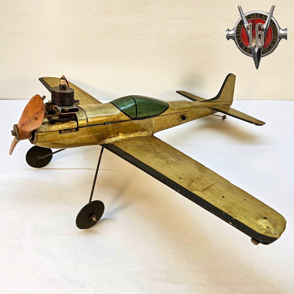 Early Vintage Wooden Toy Airplane with Mohawk Engine in Original ...