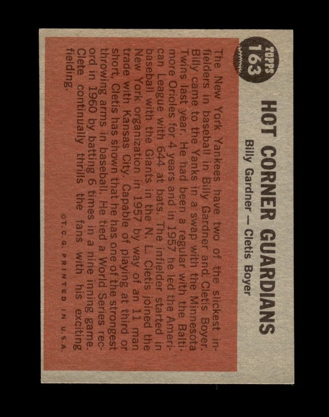 1962 Topps Set-Break #163 Hot Corner Guard NR-MINT *GMCARDS* | eBay