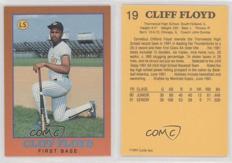 1991 Little Sun High School Prospects /10000 Cliff Floyd #19 te2 | eBay