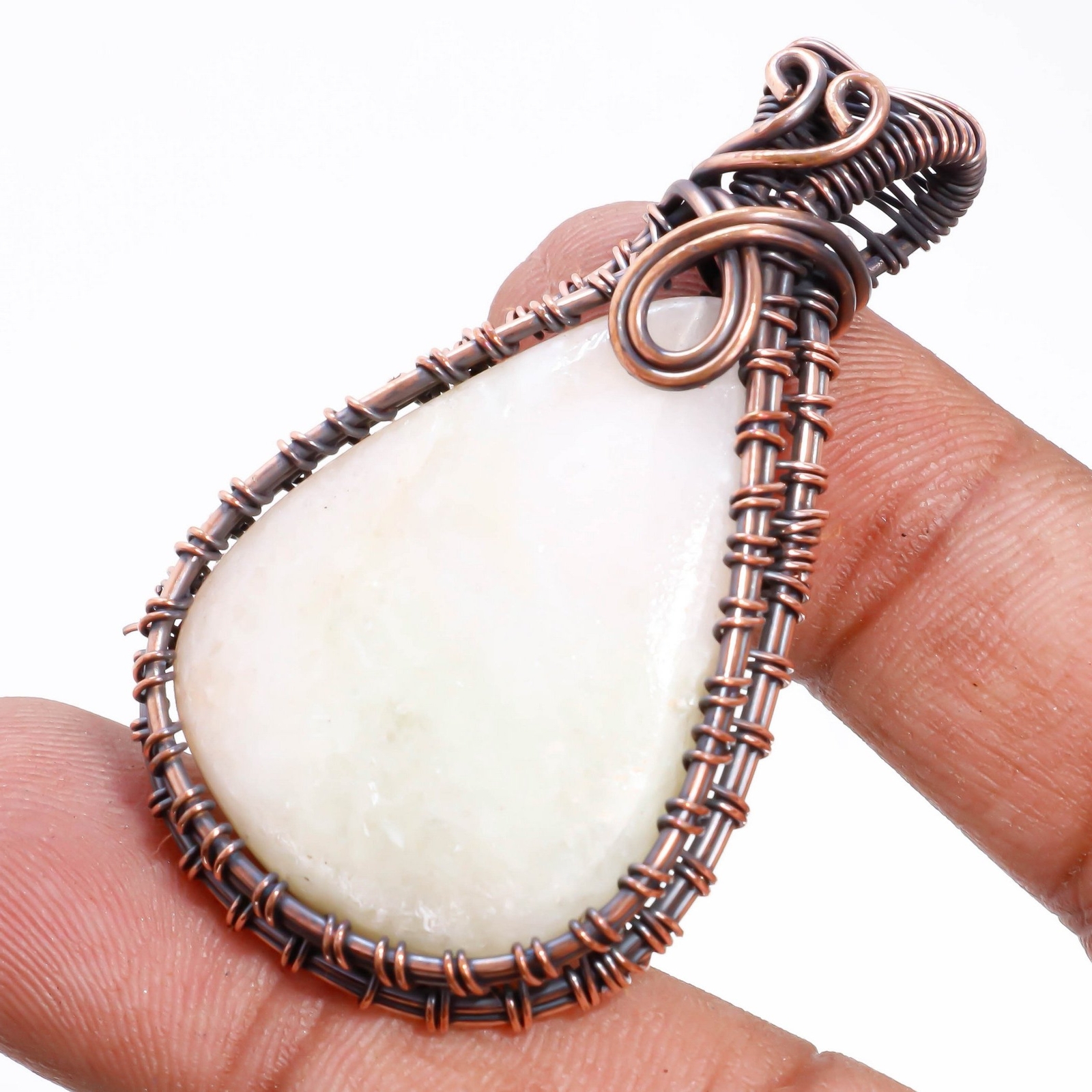Pink Opal Gemstone Handmade Antique Wire Wrap Copper Jewelry Pendant 2. ...