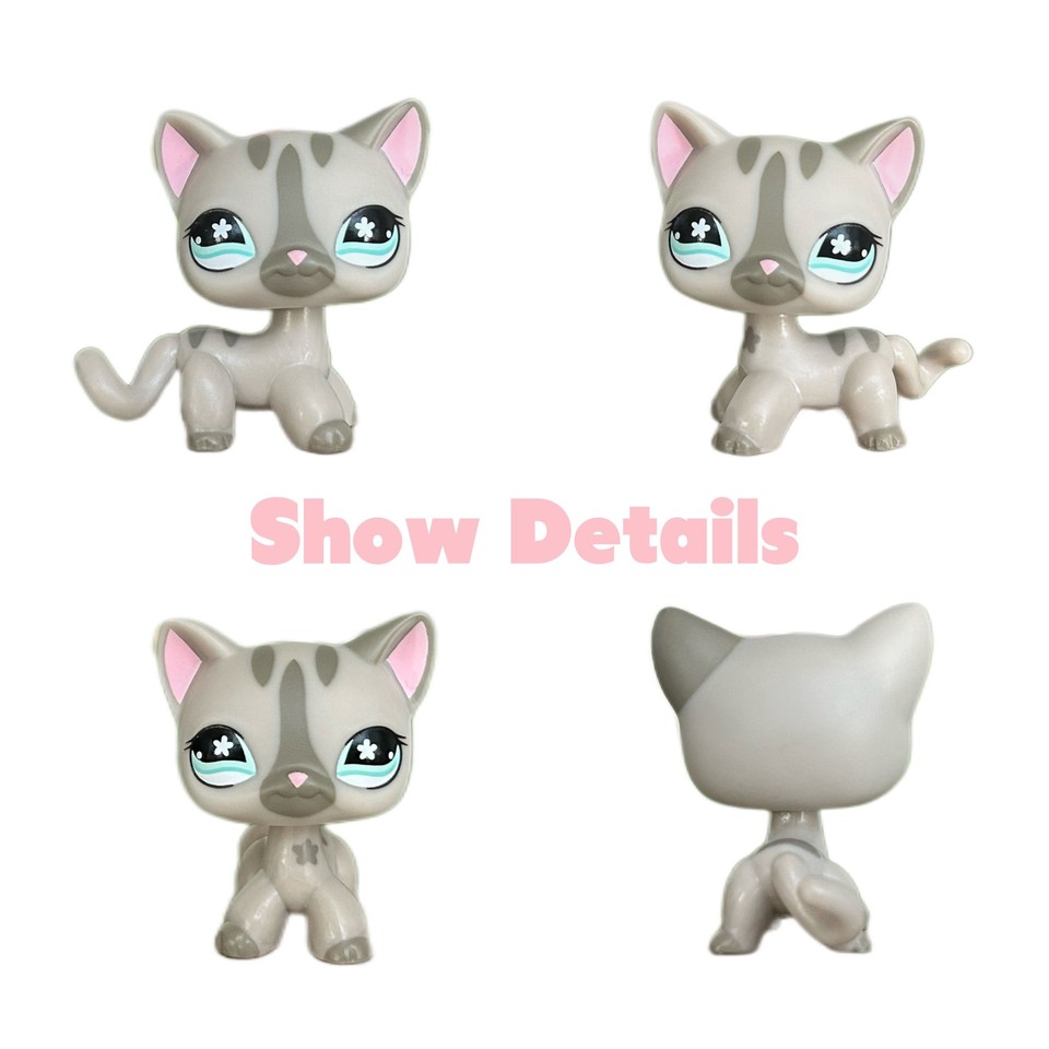 Littlest Pet Shop lps Short Hair Cat #468 Gray with LPS Accessories Bow ...