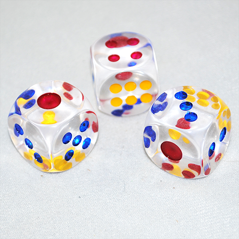 1 Inch Transparent 12 DICE (6 Sided Dice With Colored Dots) By Big Guy ...