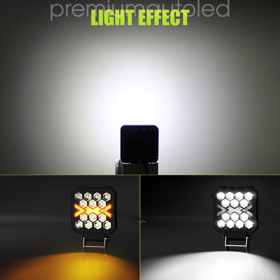 4PCS Amber White LED Work Lights for Caterpillar Skid Steers Excavator ...