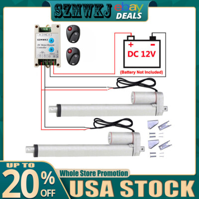 2 Dual Heavy Duty 330lbs Linear Actuator W/ Remote Control 12V Electric ...