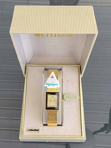 Rare Vintage Citizen Strada 1030-S61763 Gold Plated Rectangular Quartz ...