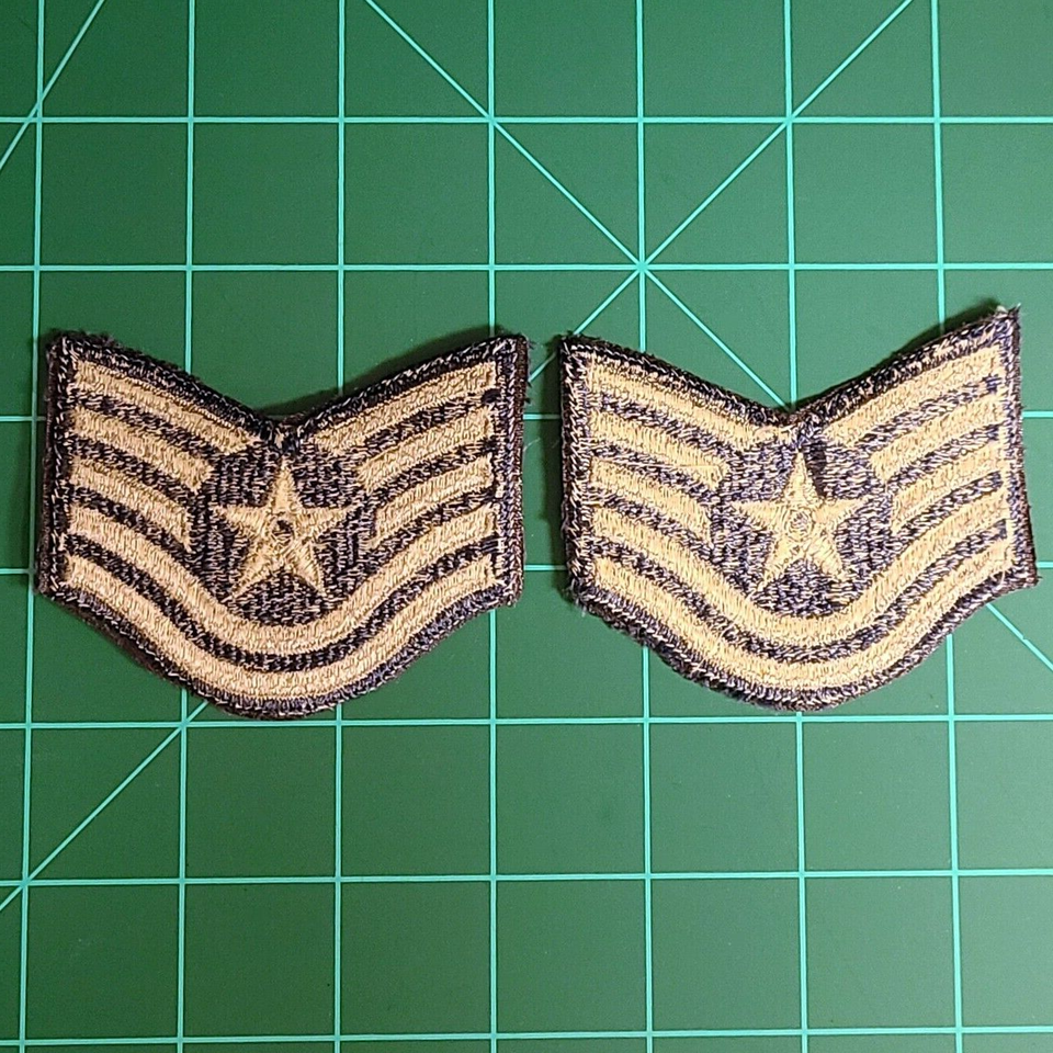 Vintage US Air Force Technical Sergeant E-6 Rank Blue Chevron Patches ...