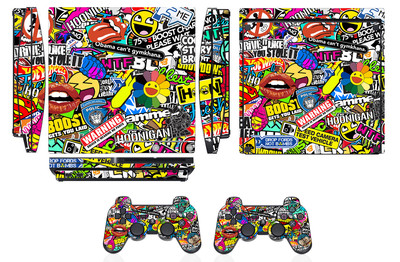 Skin Sticker Cover for PS3 PlayStation 3 Slim & 2 controller skins ...