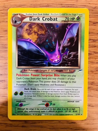 EXCELLENT! Dark Crobat (2/105) Holo Neo Destiny Pokemon Card! FAST P&P ...