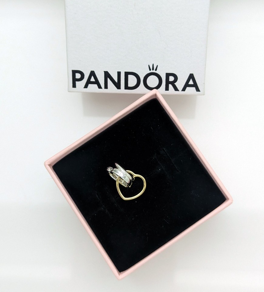 New 100% Authentic PANDORA Two-tone Stepmom Entwined Hearts Charm ...