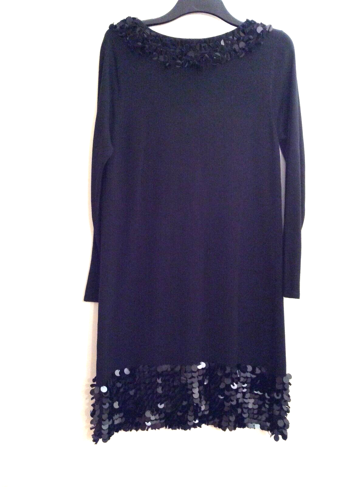 Phase Eight black fine knit sequin disk hem dress.UK 16. | eBay UK