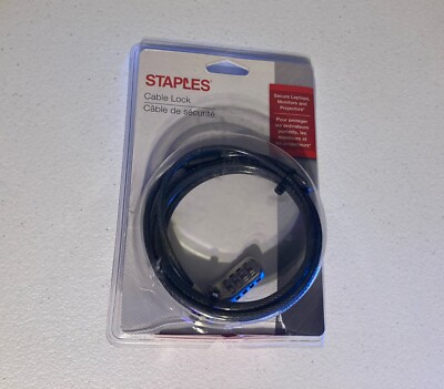 Staples 6.5 Ft Feet (2m) Combination Cable Lock With Security Base ...