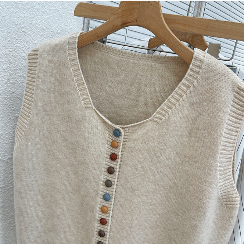 Lady Knit Cardigan Sleeveless Vest Knit Jumper Tank Top Winter Sweater ...