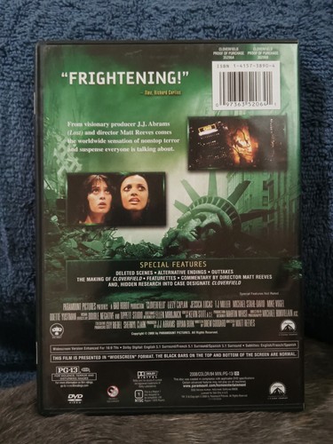 Cloverfield (DVD, 2008) Lizzy Caplan, Jessica Lucas, T.J. Miller D90 ...