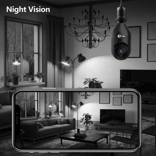 XVIM 1080P Wireless Light Bulb Camera Wifi Security System IR Night ...