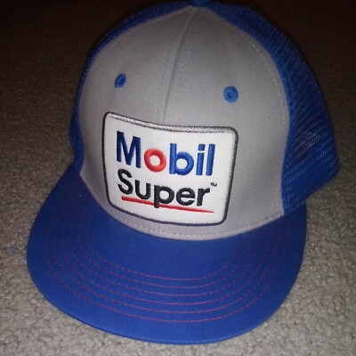 Mobil Oil - Mobil Super Trucker Hat Mesh Snapback Blue/Grey | eBay