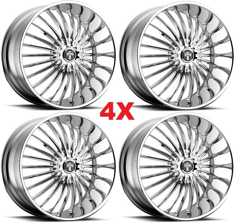 26 CHROME DUB WHEELS RIMS TIRES PACKAGE SET SUAVE DEEP LIP DISH MULTI ...
