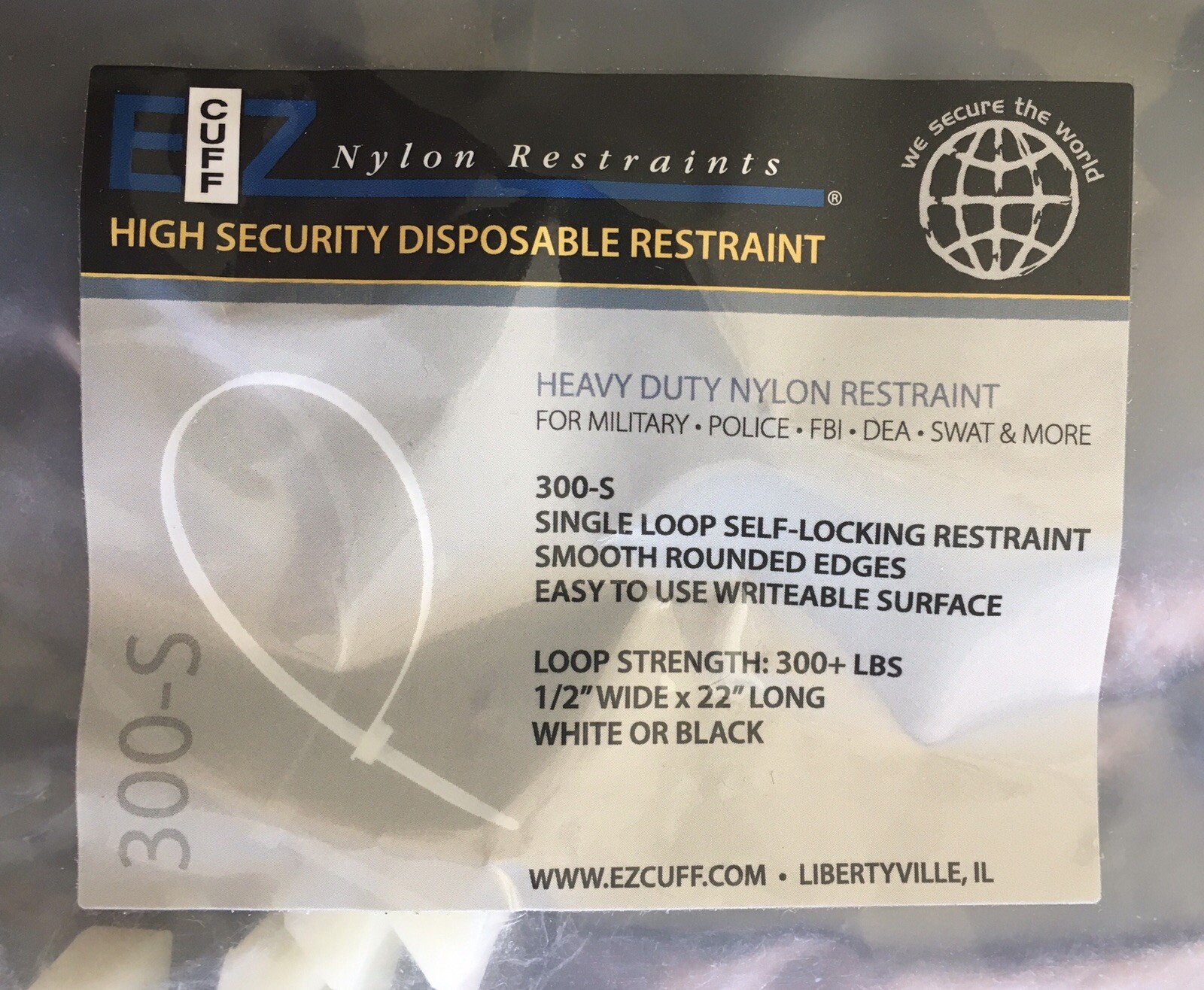 EZ Cuff High Security Disposable Restraint 300-S Single Loop. Pack Of ...