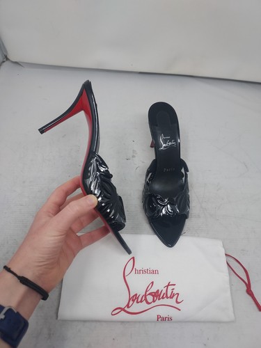 Christian Louboutin EU 38 US 8 NEW Black PVC Apostropha Petunia Heel ...