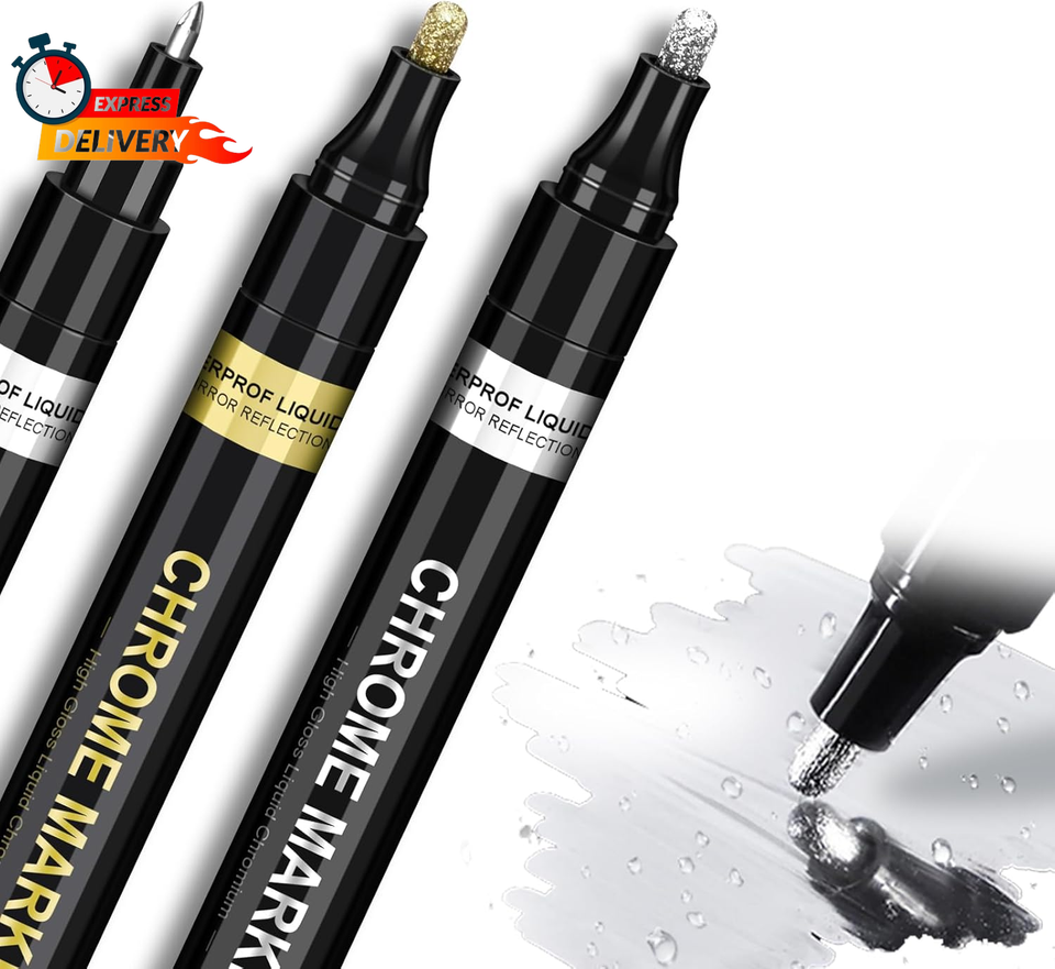 3Pcs Liquid Chrome Marker Paint Markers, Chrome Paint Pen for Most ...