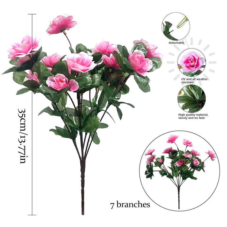 Artificial Azalea Flowers Set - 6PCS Realistic Silk Bouquets for Indoor ...