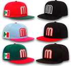 Mexico Baseball Cap Letter M With Embroidered Flag Flat Brim Snapback ...