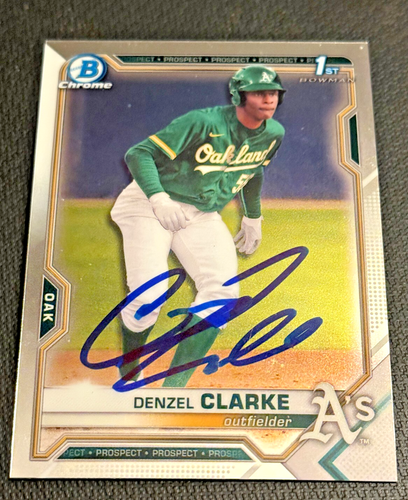 Denzel Clarke 2021 Bowman Chrome AUTO IP ROOKIE A’S SIGNED #128 | eBay