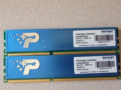 Patriot 8GB kit 2x4GB DDR3 1333mhz PC3 PSD38G1333KH GAMING Ram PS830 ...