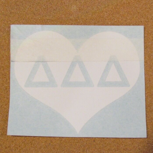 Tri Delta White Heart Shaped Sorority Greek Decal Sticker Delta Delta ...