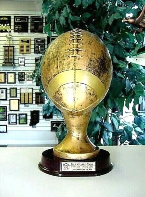 FANTASY FOOTBALL LARGE LIFE SIZE RESIN TROPHY AWARD WITH COLOR LOGO M ...