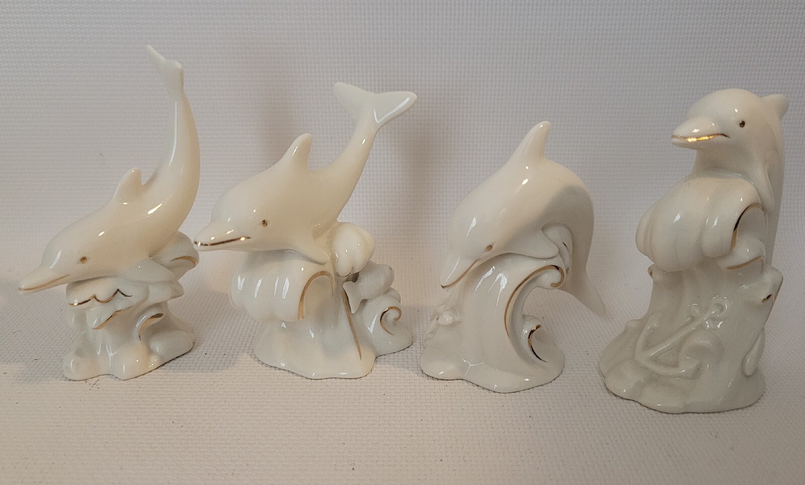 Set of 4 Lenox Dolphins with Waves Figurines ~ Gold Trim | eBay