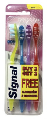Signal Toothbrush Triple Easy Clean Soft - 1 Pack of 4 | eBay
