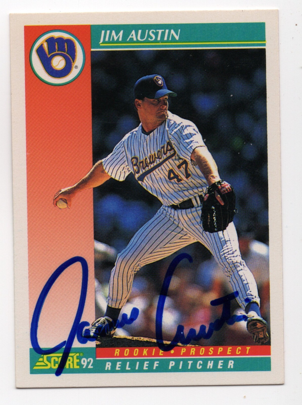 Jim Austin Autograph On A 1992 Score - Milwaukee Brewers | eBay