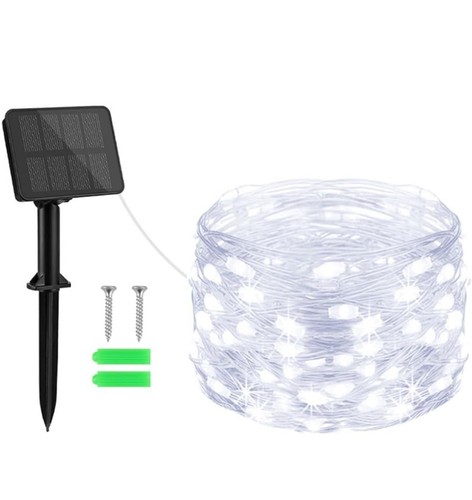 50 LED 5M Cool White Solar String Light, Wall Attachable, Weather ...